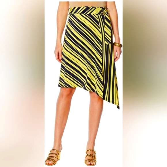 IMAN | Skirts | Iman Gc Resort Scarf Skirt Self Tie Yellow Navy Stripe ...